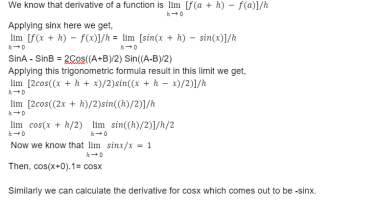 Notes on Derivative trigonometric function