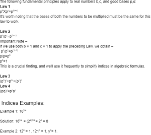 Business Mathematics notes on Indices and Logarithms