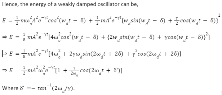 Energy Of A Weakly Damped Oscillator