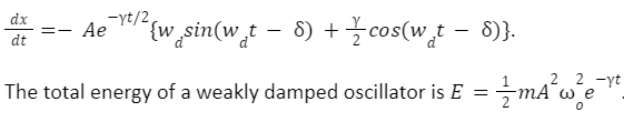 Energy Of A Weakly Damped Oscillator