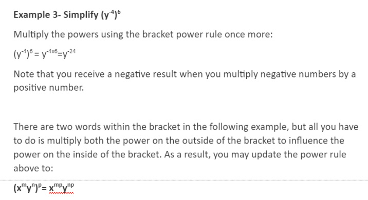 Notes on The Third Law of Indices: Brackets