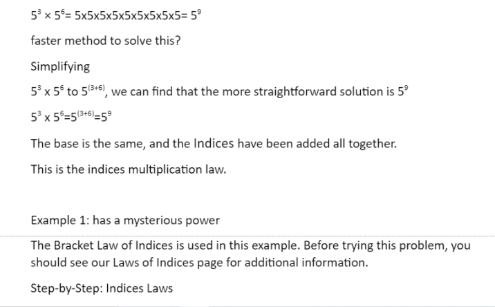 Notes on The Second Law of Indices: Division