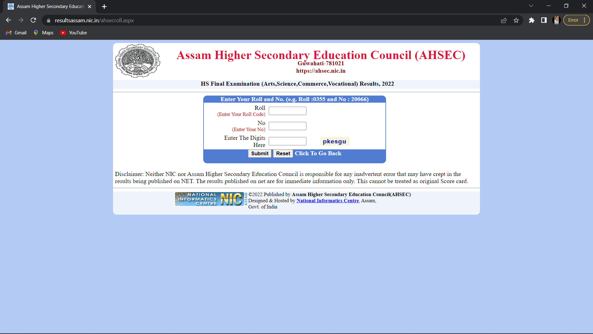AHSEC Higher Secondary (HS) Result 2022 (Out) | Live at resultsassam.nic.in
