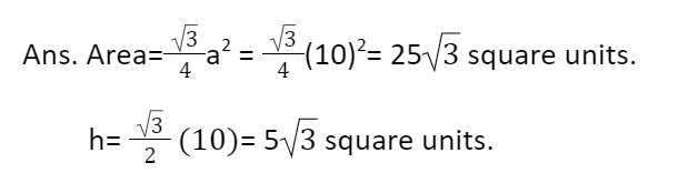 Equilateral Triangle Formulas with solved examples