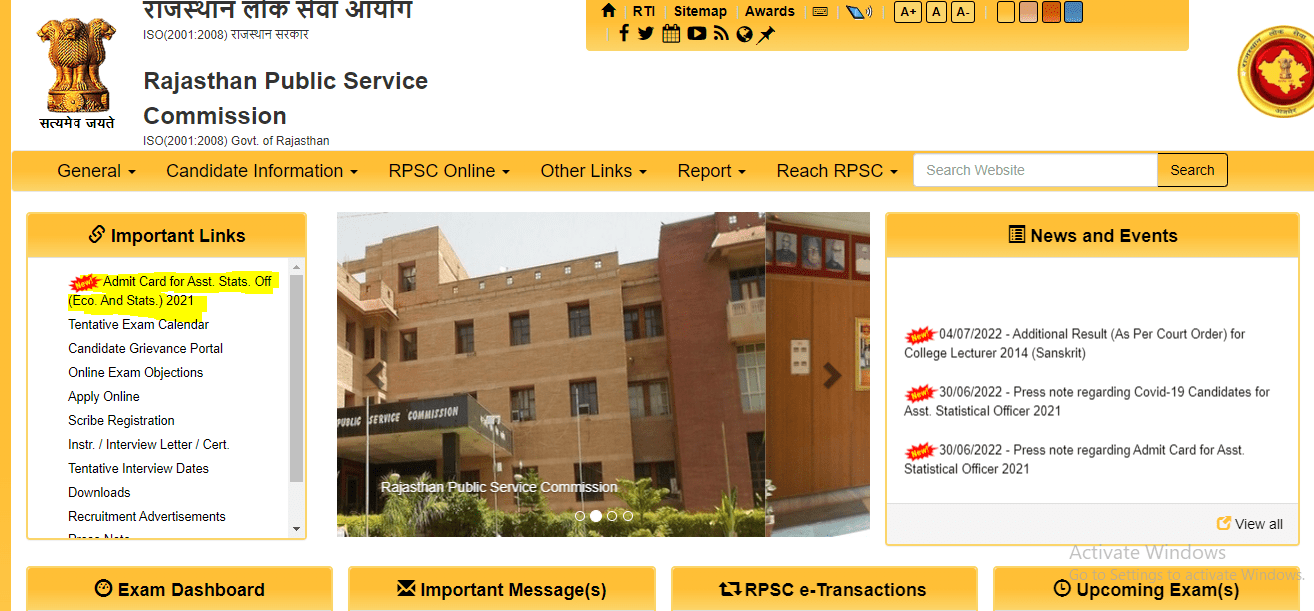 Rajasthan RPSC Admit Card 2022 released for various posts- check online ...